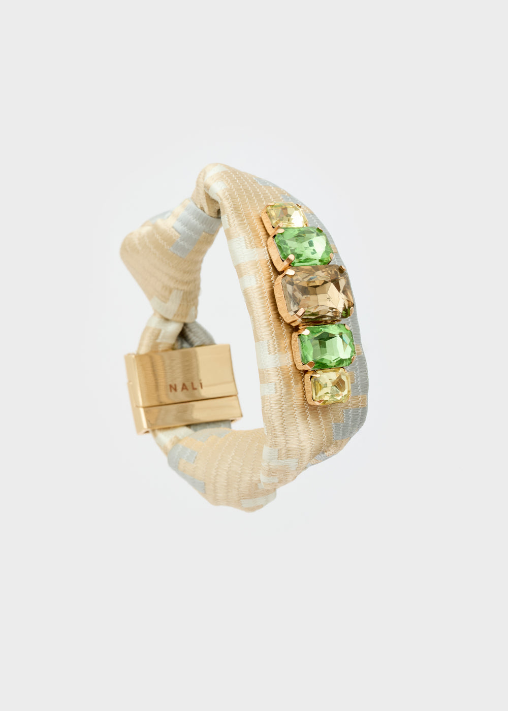FABRIC BRACELET WITH GREEN STONES – Nalì